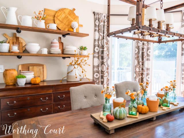 Fall Open Shelf Decor And An Easy Fall Centerpiece | Worthing Court