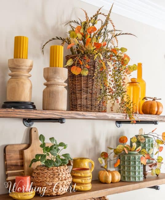 Fall Decor For Open Shelves And A Fall Centerpiece - Worthing Court ...